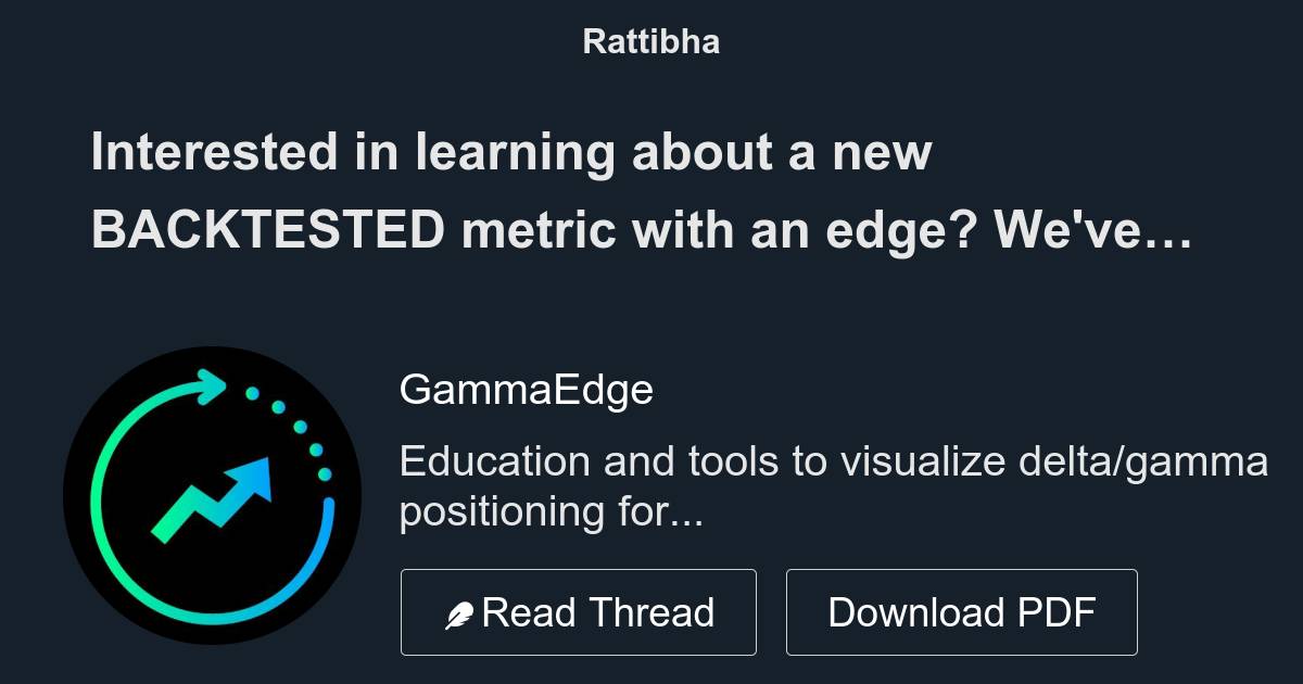 Interested in learning about a new BACKTESTED metric with an edge? We ...