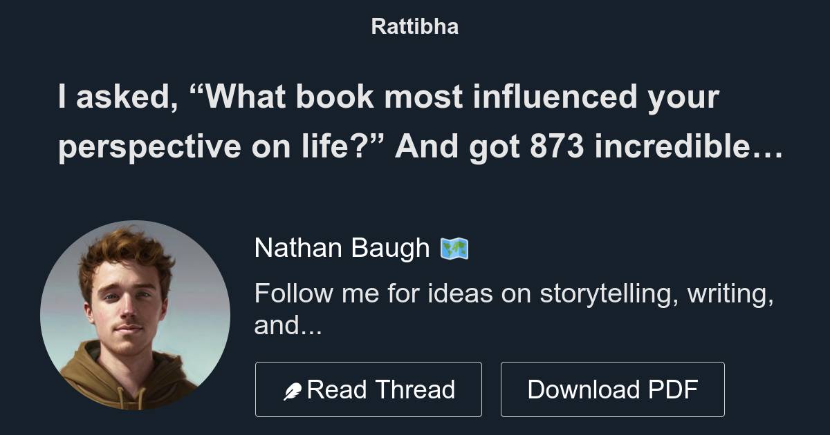 I asked, “What book most influenced your perspective on life?” And got ...