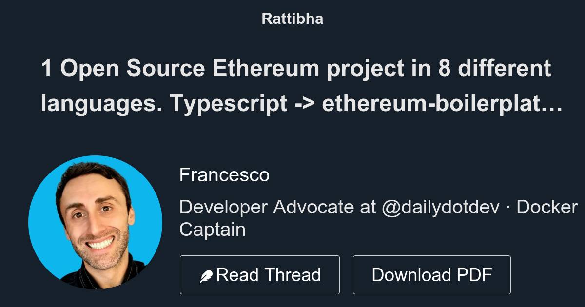 1 Open Source Ethereum project in 8 different languages. Typescript -> ethereum-boilerplate C# ...