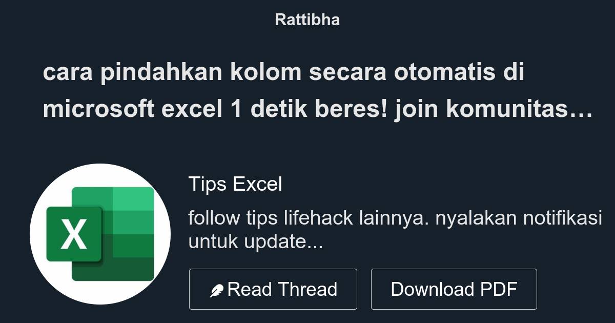 cara pindahkan kolom secara otomatis di microsoft excel 1 detik beres! join komunitas ...