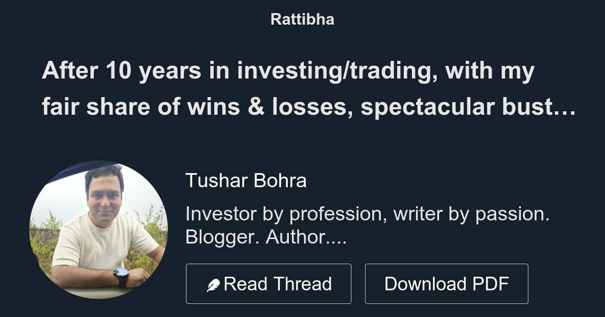 After 10 years in investing/trading, with my fair share of wins & losses, spectacular busts ...