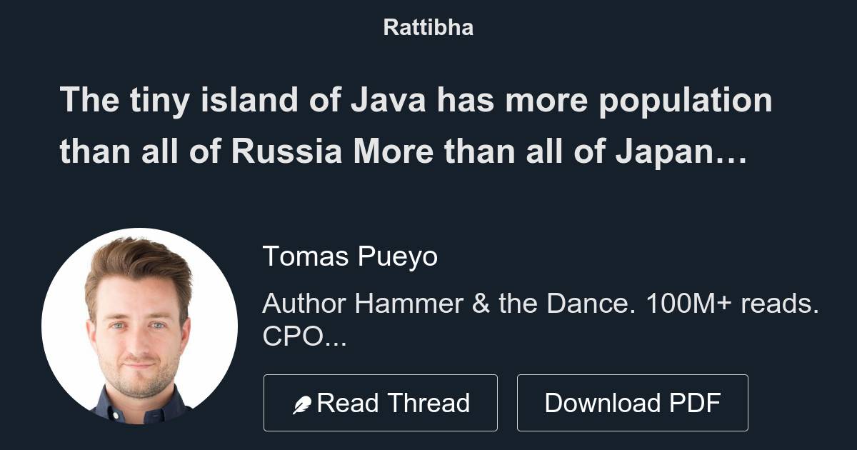 The tiny island of Java has more population than all of Russia More ...