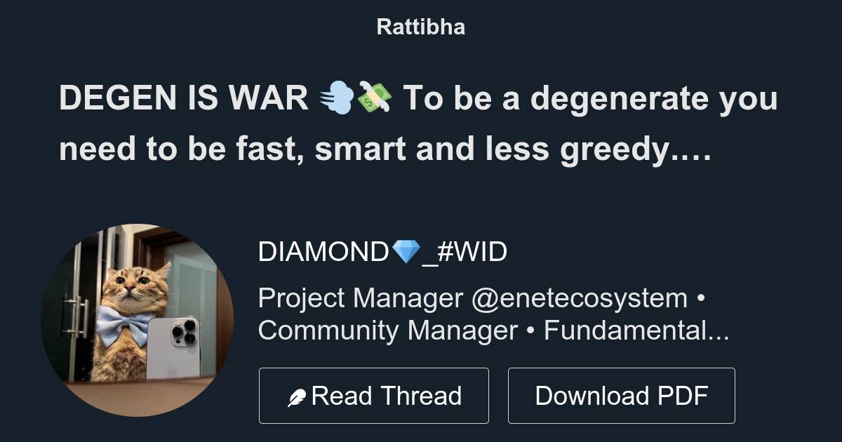 DEGEN IS WAR 💨💸 To be a degenerate you need to be fast, smart and less greedy. Degens is where ...