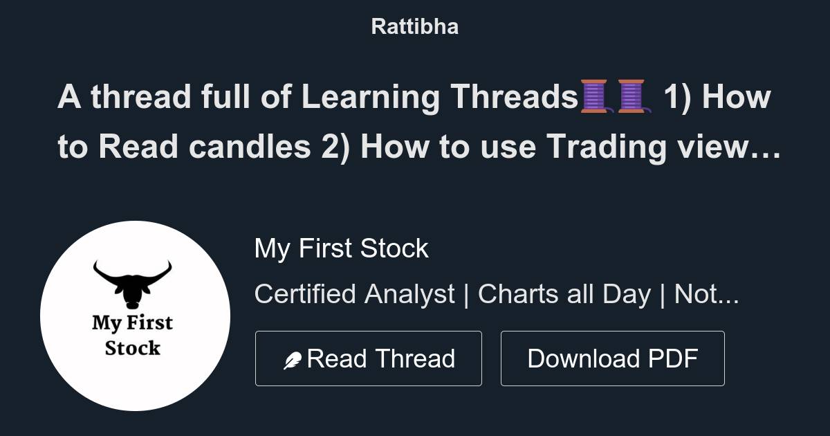A thread full of Learning Threads🧵🧵 1) How to Read candles 2) How to ...