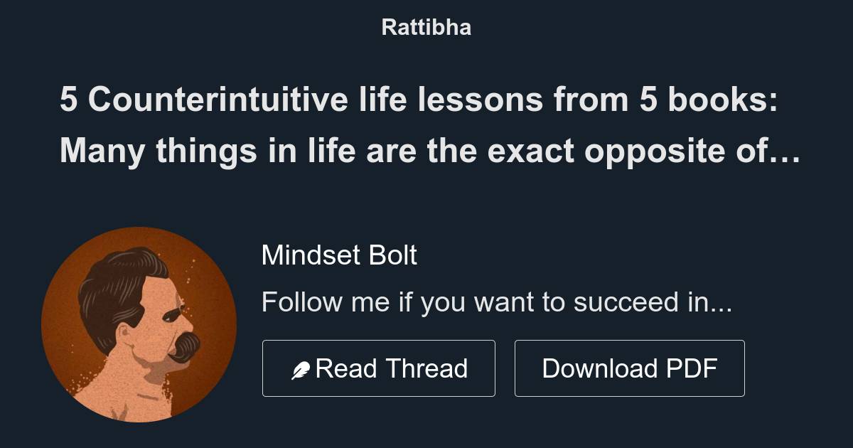 5 Counterintuitive life lessons from 5 books: - المسلسل من Mindset Bolt ...