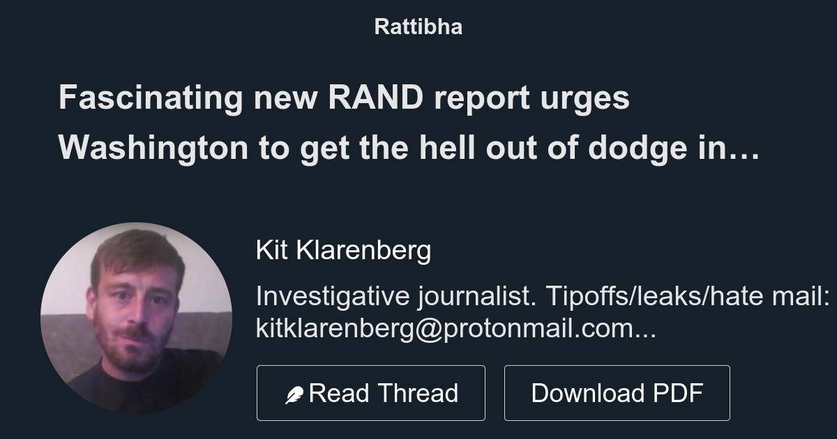 Fascinating new RAND report urges Washington to get the hell out of ...