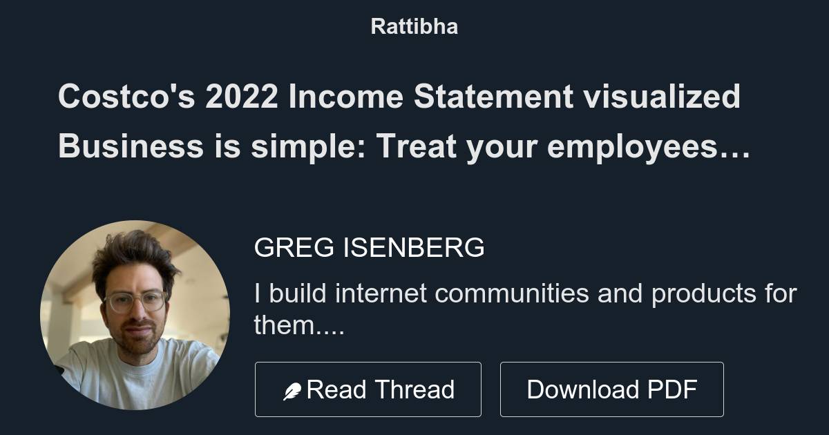 Costco's 2022 Income Statement visualized Business is simple: Treat ...