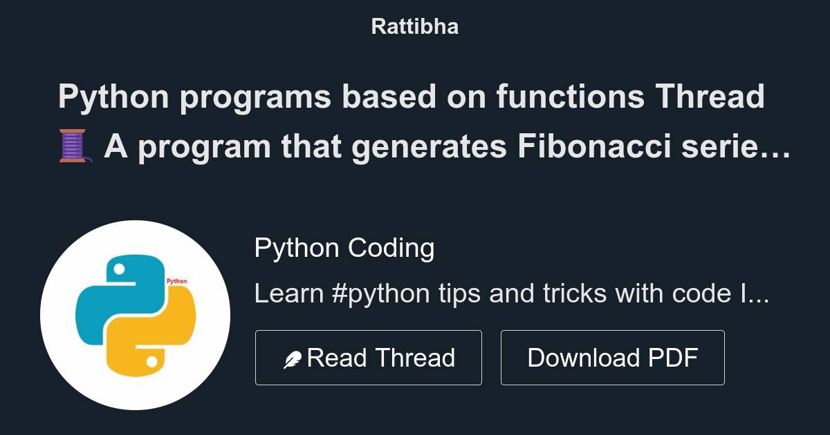 Python Programs Based On Functions Thread 🧵 Thread From Python Coding Clcoding Rattibha