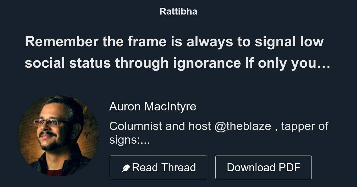 Remember the frame is always to signal low social status through ...