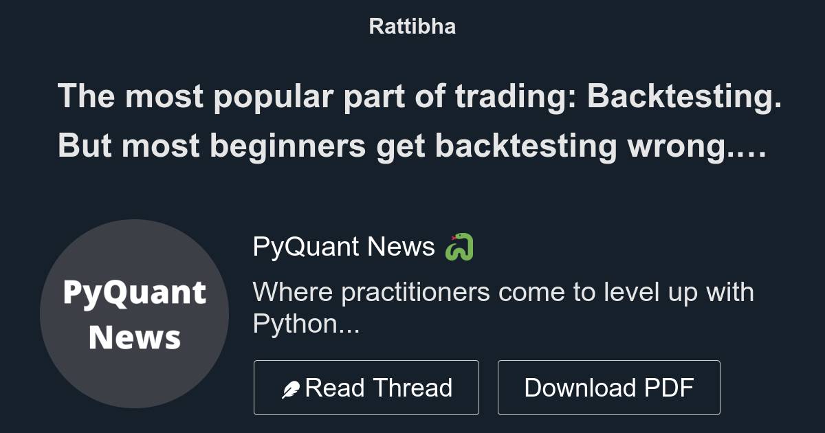 The most popular part of trading: Backtesting. But most beginners get ...