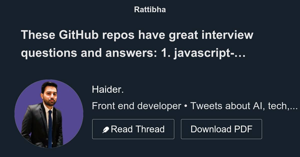 These GitHub repos have great interview questions and answers: - المسلسل من Haider. @slow ...
