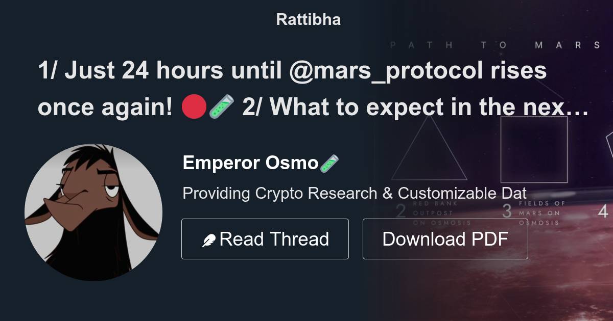1/ Just 24 hours until @mars_protocol rises once again! 🔴🧪 - المسلسل من Emperor Osmo🧪 ...