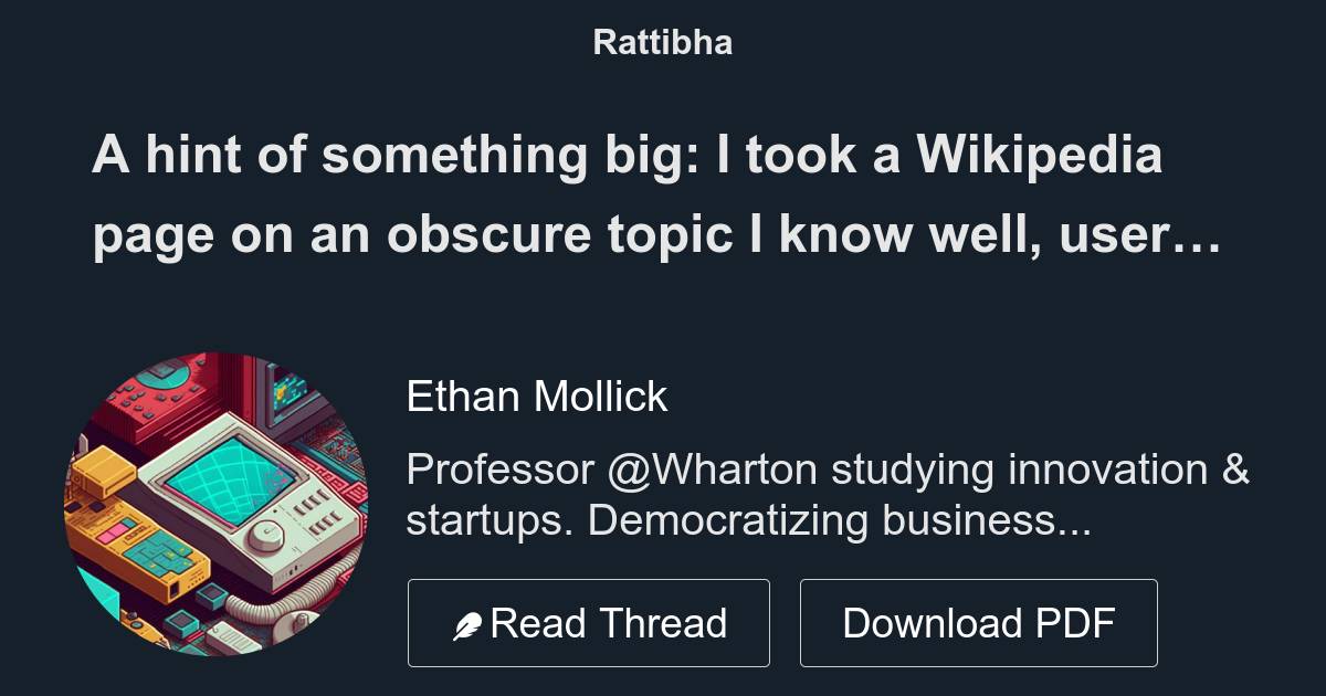 A hint of something big: I took a Wikipedia page on an obscure topic I ...