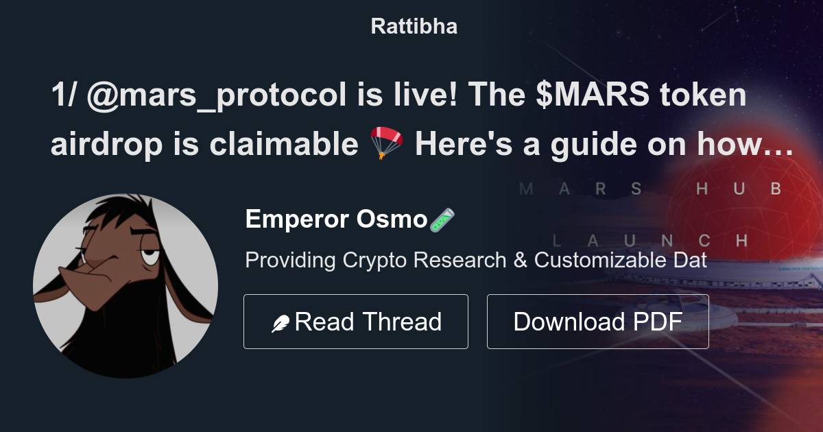 1/ @mars_protocol is live! The $MARS token airdrop is claimable 🪂 Here's a guide on how to claim ...