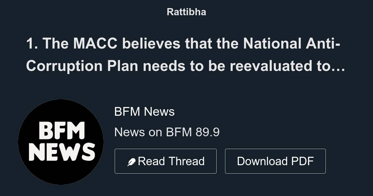 1. The MACC believes that the National Anti-Corruption Plan needs to be ...