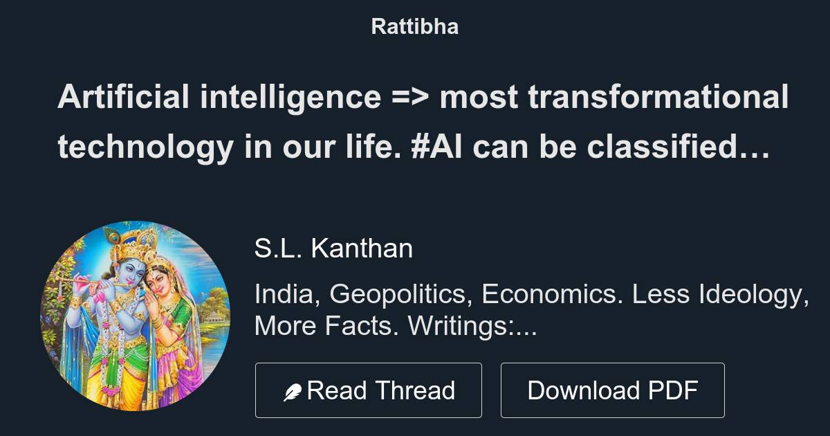 Artificial intelligence => most transformational technology in our life ...