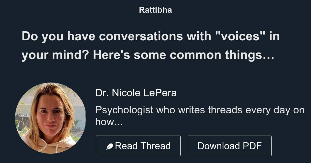 Do you have conversations with "voices" in your mind? Here's some ...