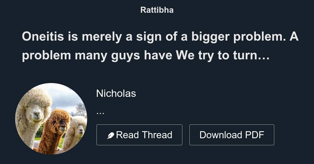 Oneitis is merely a sign of a bigger problem. A problem many guys have ...