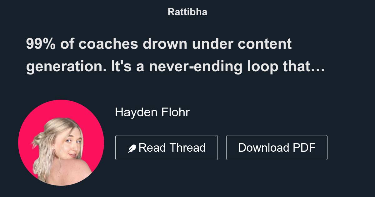 99% of coaches drown under content generation. It's a never-ending loop that leaves ZERO room ...