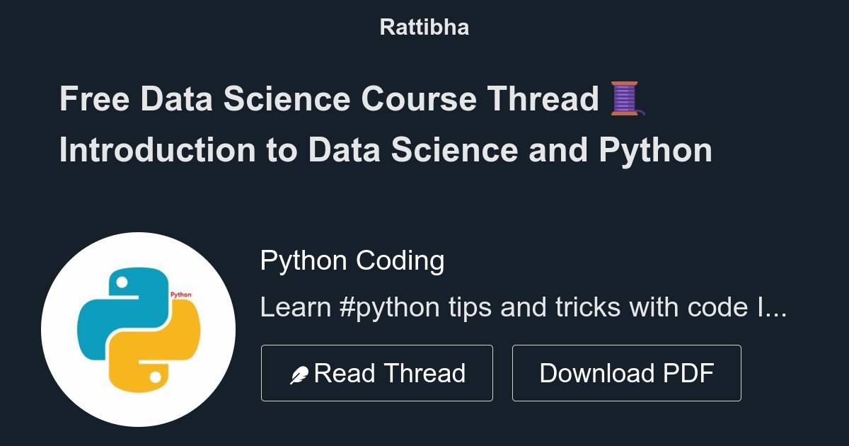 Free Data Science Course Thread 🧵 - المسلسل من Python Coding @clcoding - رتبها
