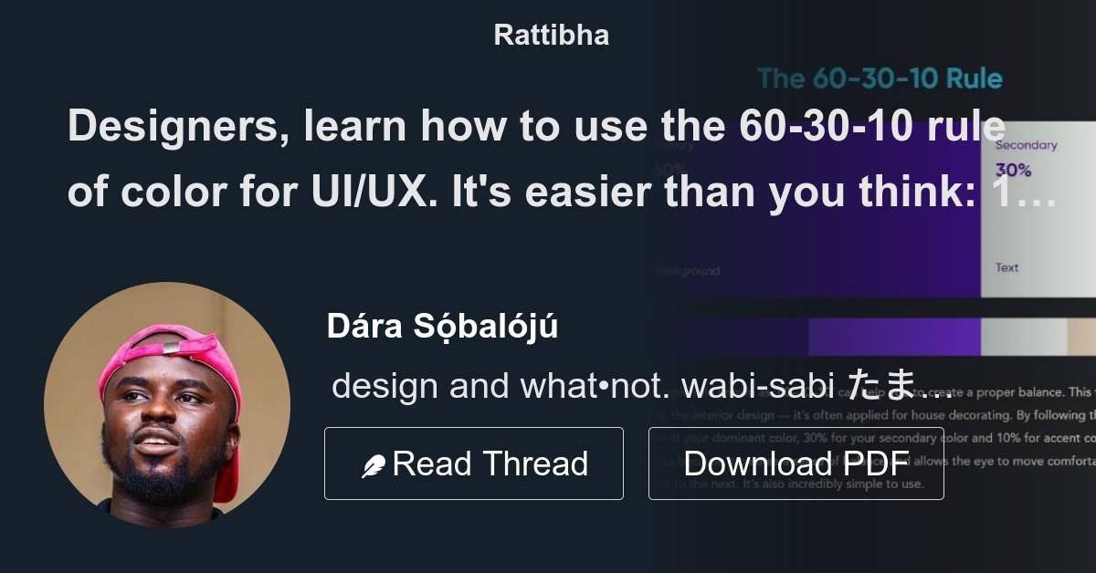 Designers, learn how to use the 60-30-10 rule of color for UI/UX. It's ...