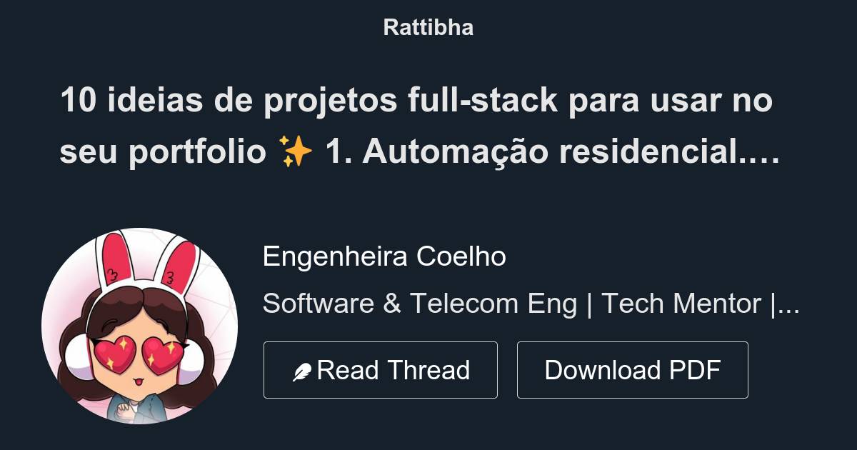 10 ideias de projetos full-stack para usar no seu portfolio - Thread from Engenheira Coelho ...