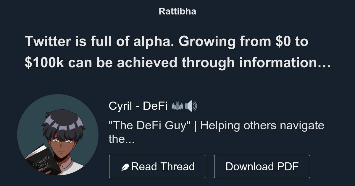 Twitter is full of alpha. Growing from $0 to $100k can be achieved ...