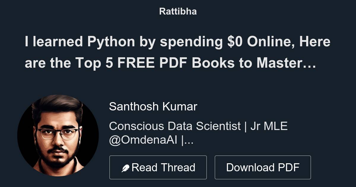 I learned Python by spending $0 Online, Here are the Top 5 FREE PDF Books to Master Python ...
