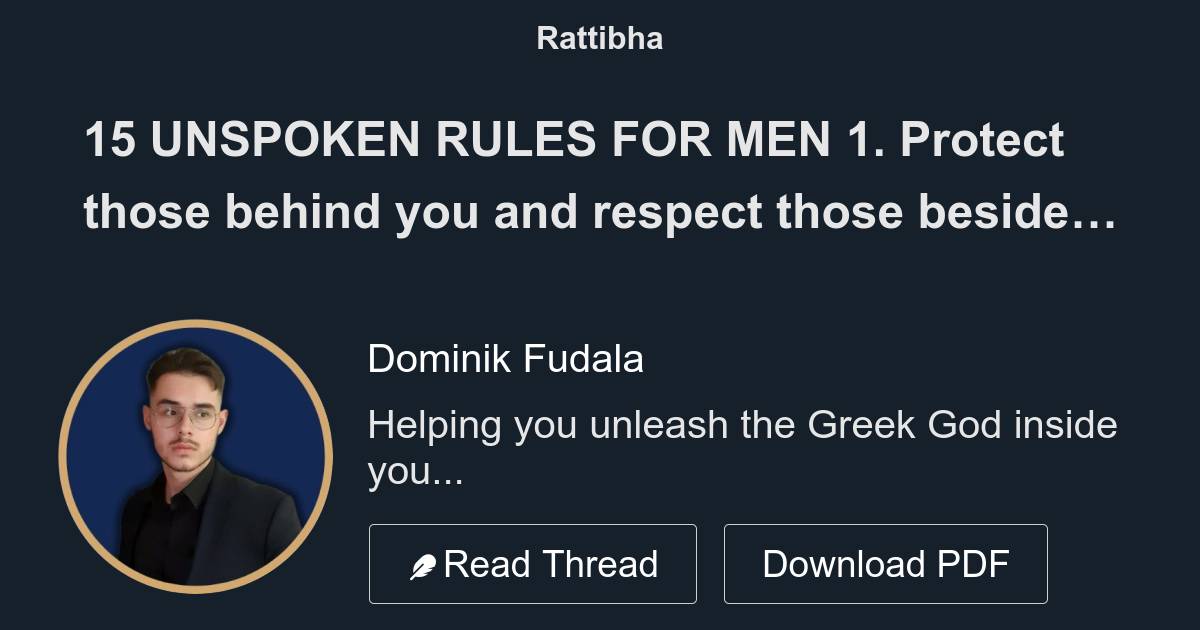 15 UNSPOKEN RULES FOR MEN - المسلسل من Dominik Fudala @dominik_fudala ...