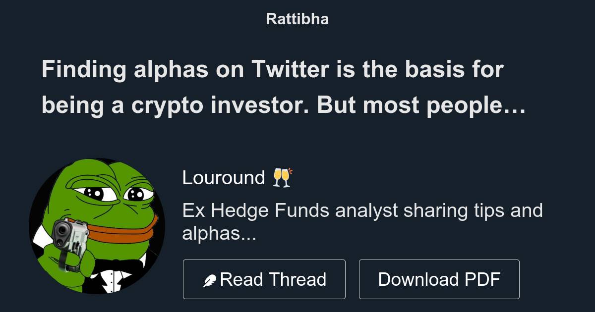 Finding alphas on Twitter is the basis for being a crypto investor. But ...