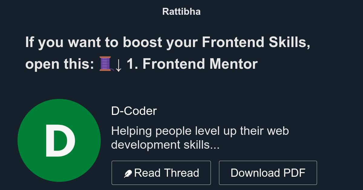If You Want To Boost Your Frontend Skills Open This 🧵↓ المسلسل من D Coder Damncoder رتبها