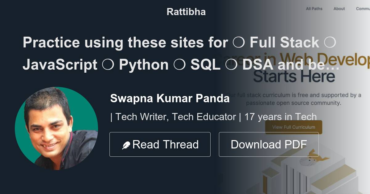 Practice Using These Sites For Full Stack Javascript Python Sql Dsa And Be 10x Better Developer