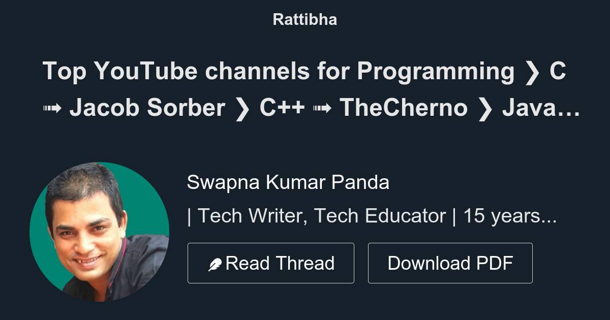 Top YouTube channels for Programming C Jacob Sorber C++ TheCherno Java ...