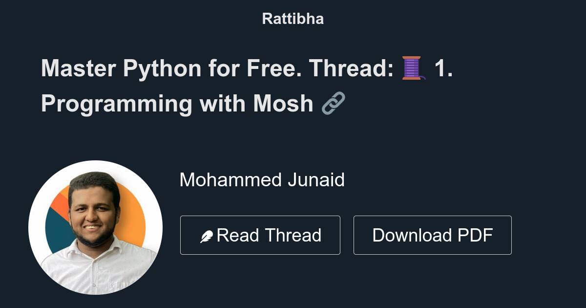 Master Python for Free. Thread: 🧵 - المسلسل من Mohammed Junaid ...