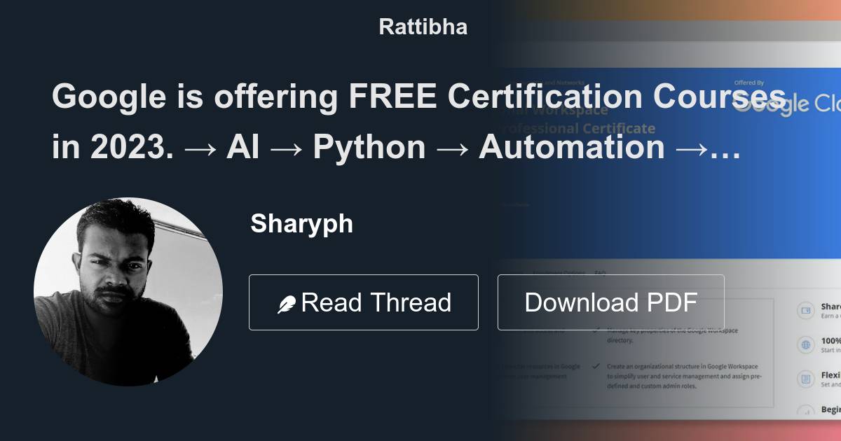 Google is offering FREE Certification Courses in 2023. → AI → Python → ...