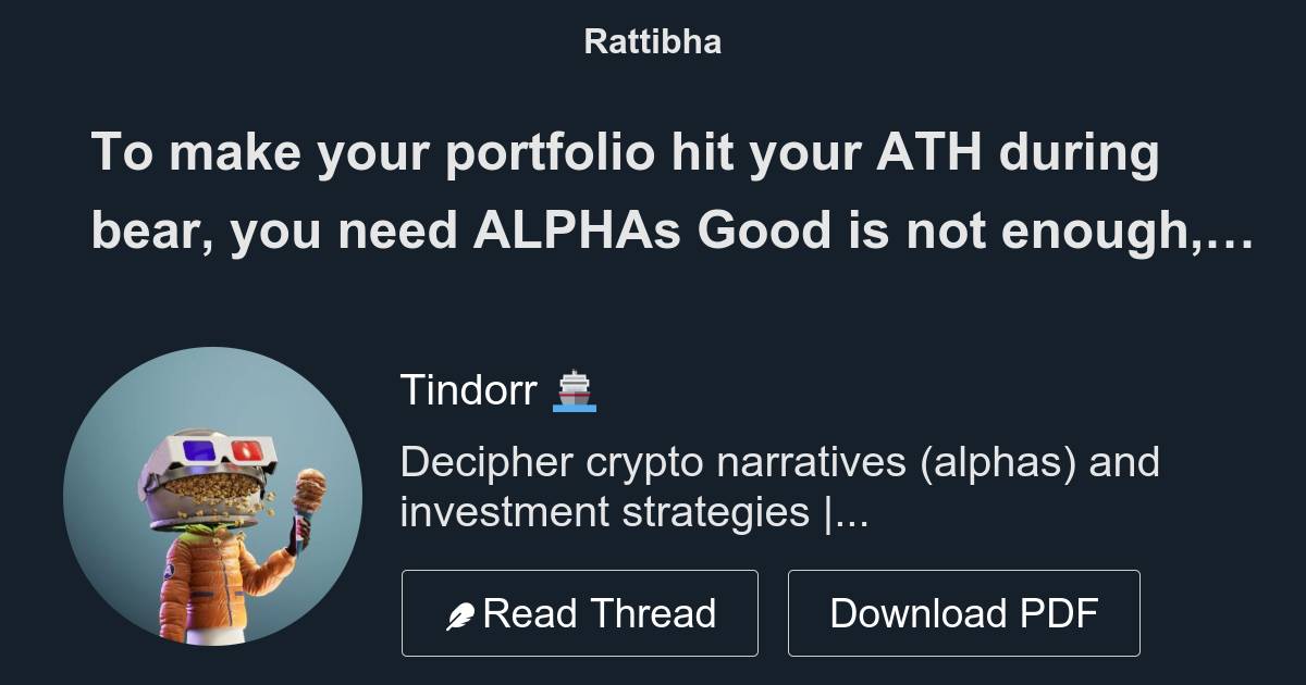 To make your portfolio hit your ATH during bear, you need ALPHAs Good ...