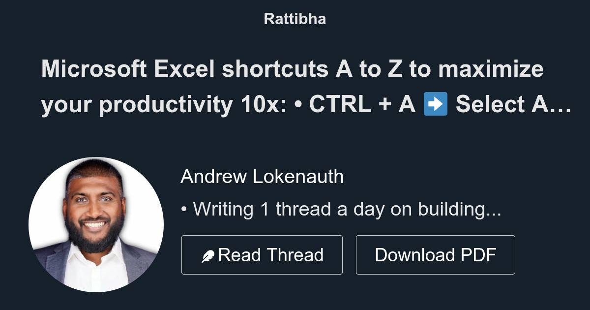 Microsoft Excel shortcuts A to Z to maximize your productivity 10x ...