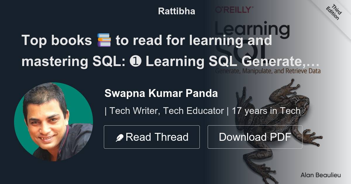 Top books 📚 to read for learning and mastering SQL: - المسلسل من Swapna ...