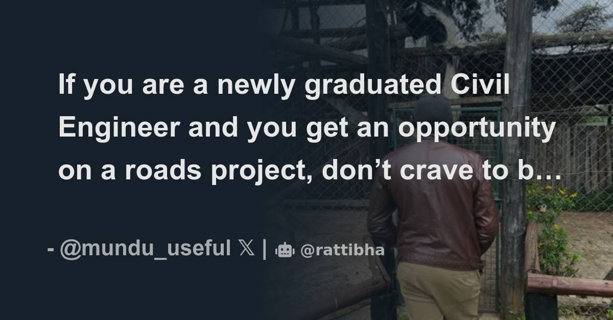 If you are a newly graduated Civil Engineer and you get an opportunity ...