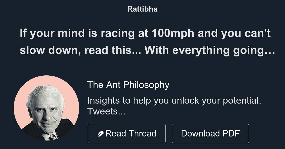 If your mind is racing at 100mph and you can't slow down, read this ...