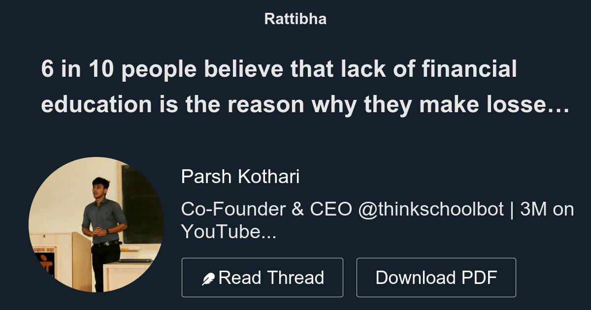 6 in 10 people believe that lack of financial education is the reason ...