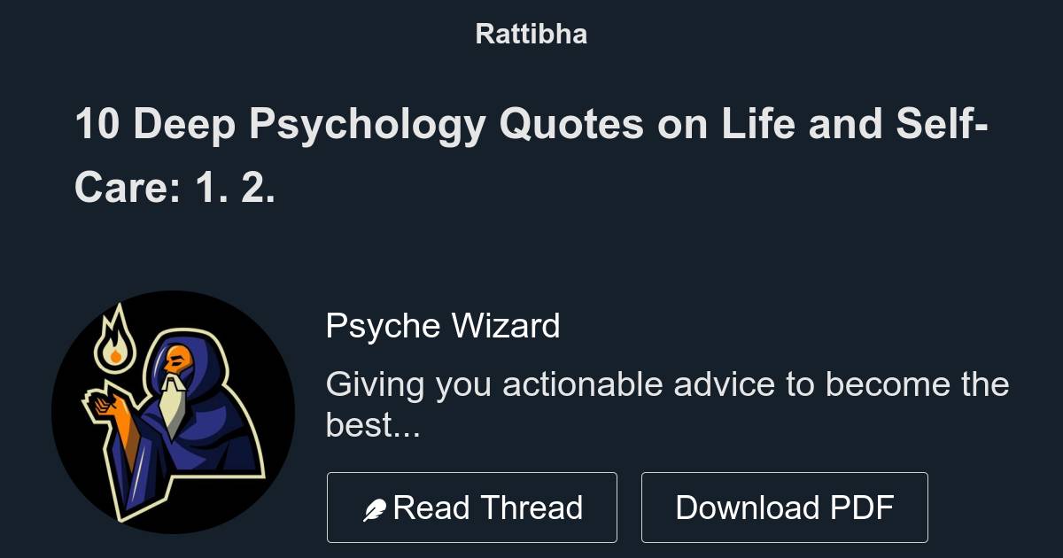 10 Deep Psychology Quotes on Life and Self-Care: 1. - Thread from ...