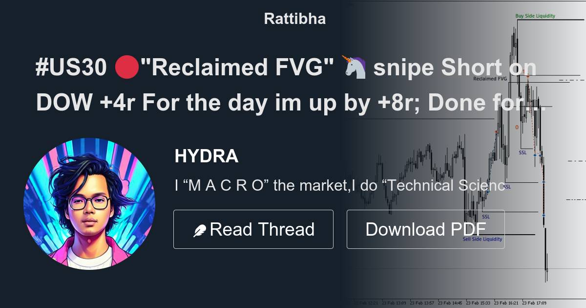 #US30 🔴"Reclaimed FVG" 🦄 snipe Short on DOW +4r For the day im up by ...