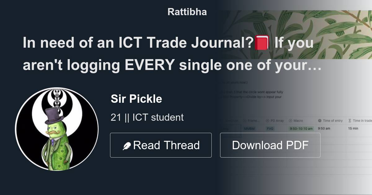In need of an ICT Trade Journal?📕 If you aren't logging EVERY single ...