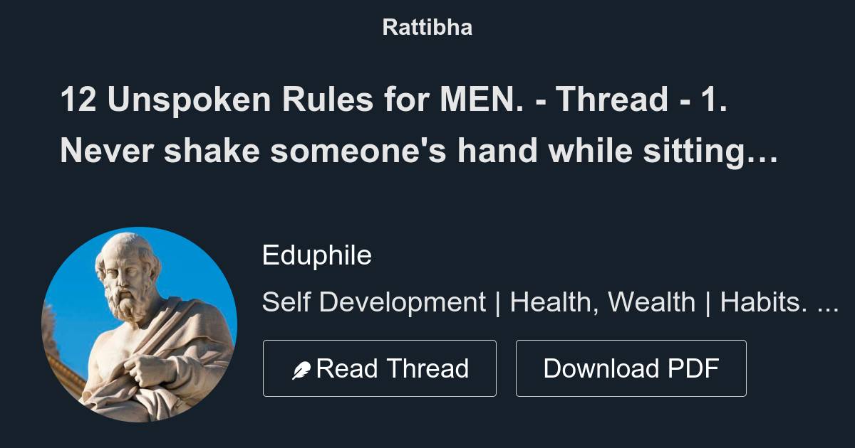 12 Unspoken Rules for MEN. - Thread - - Thread from Eduphile @_Eduphile ...