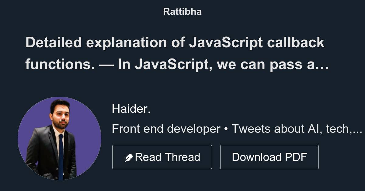 Detailed explanation of JavaScript callback functions. - Thread from ...