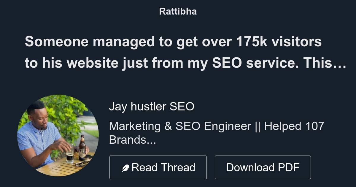 Someone managed to get over 175k visitors to his website just from my SEO service. This is just ...