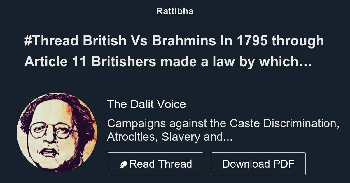 #Thread British Vs Brahmins In 1795 through Article 11 Britishers made ...