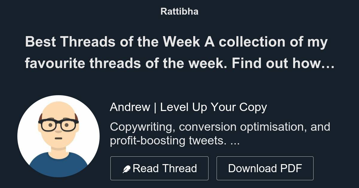 Best Threads of the Week A collection of my favourite threads of the ...