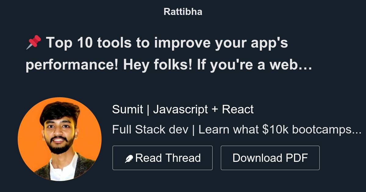 📌 Top 10 tools to improve your app's performance! - المسلسل من Sumit | Javascript + React ...